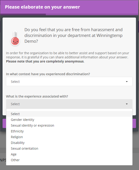Track bullying and discrimination – Winningtemp