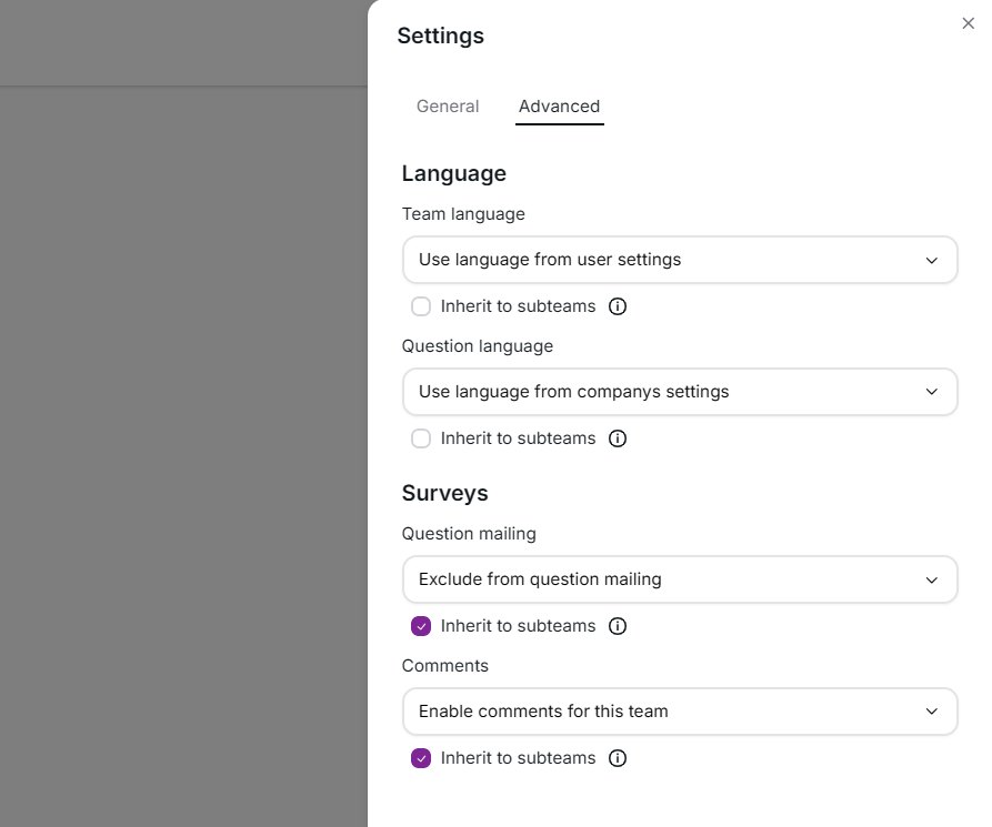 Exclude a team from all surveys – Winningtemp